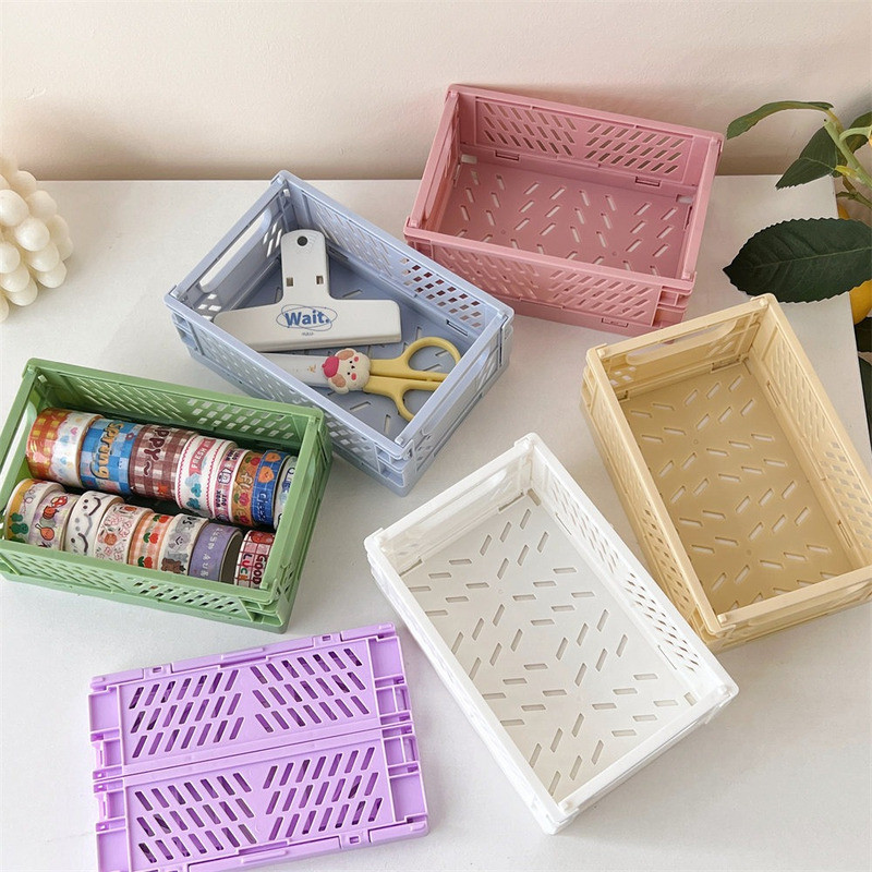 Mini Folding Plastic Storage Box Student Desktop Organizer Hand Tent ...