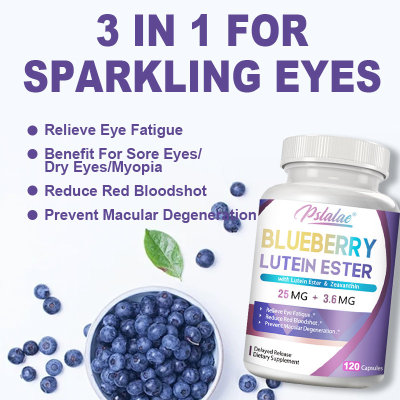 Lutein ester + zeaxanthin + blueberry capsules, relieve eye fatigue, reduce red bloodshot eyes ...