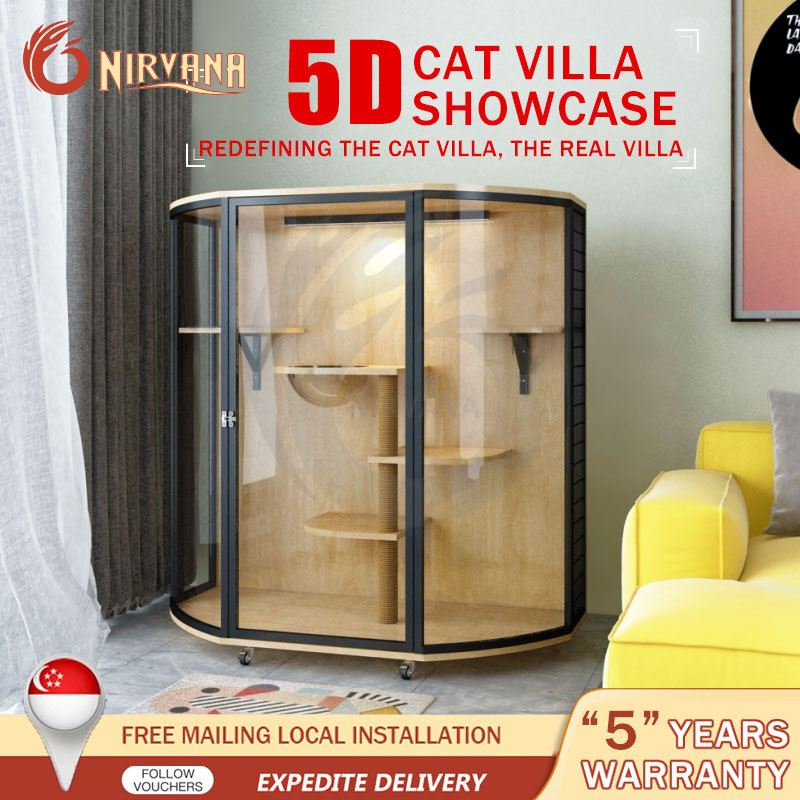 NIR Cat Cage Villa Luxury Cat Home Cage Large Space Free Glass House ...