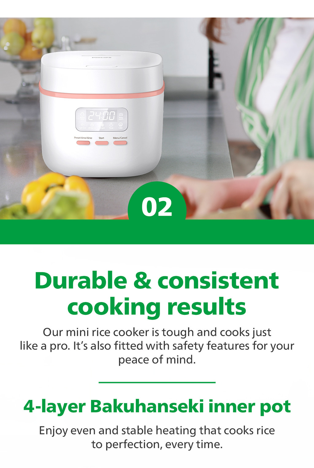 Philips Rice Cooker 3000 Series Mini Rice Cooker 0.54L HD3064/62 ...