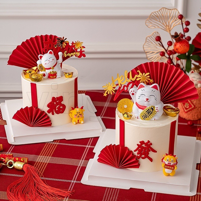 LED Lucky Cat Cake Decoration Lucky Cat Cake Top Baking Decoration Cake ...