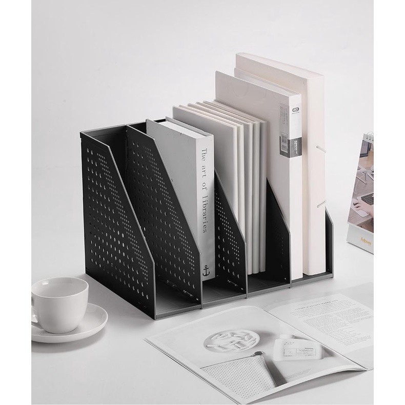 💻🔥 Folding Desktop Folder Large Capacity 4 Grid Box Magazine File Shelf ...