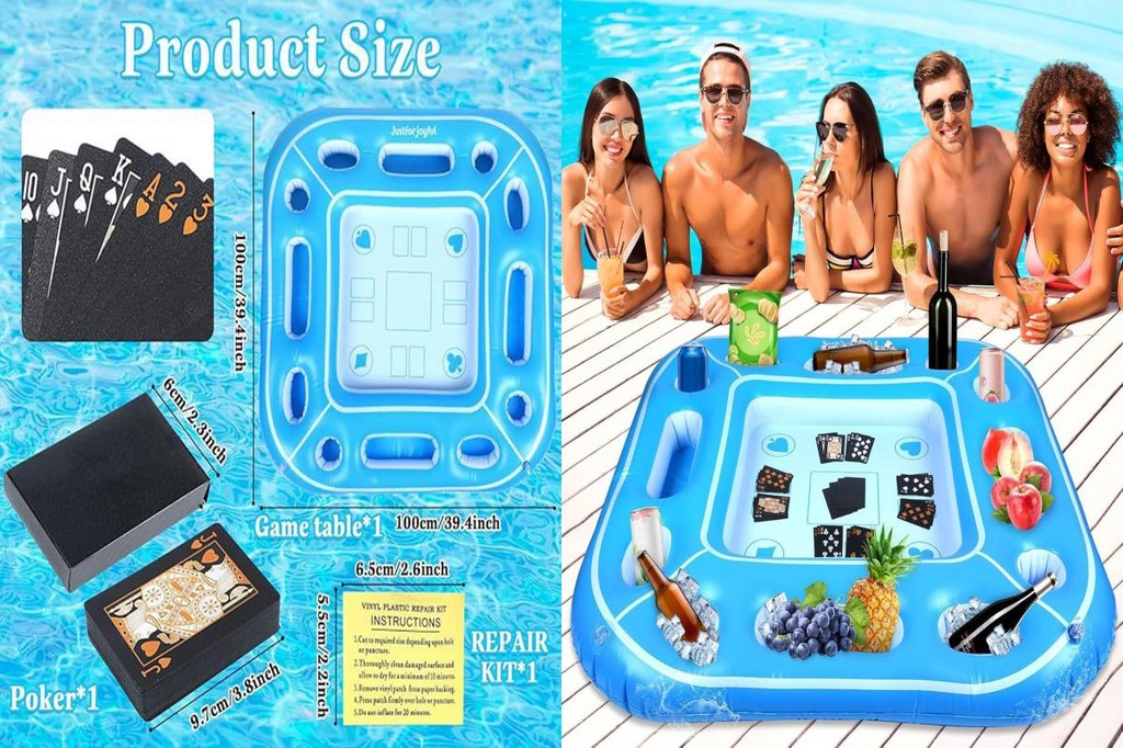 turbobo Floating Pool Table Backyard Pool Party Games Fun Pool Game ...