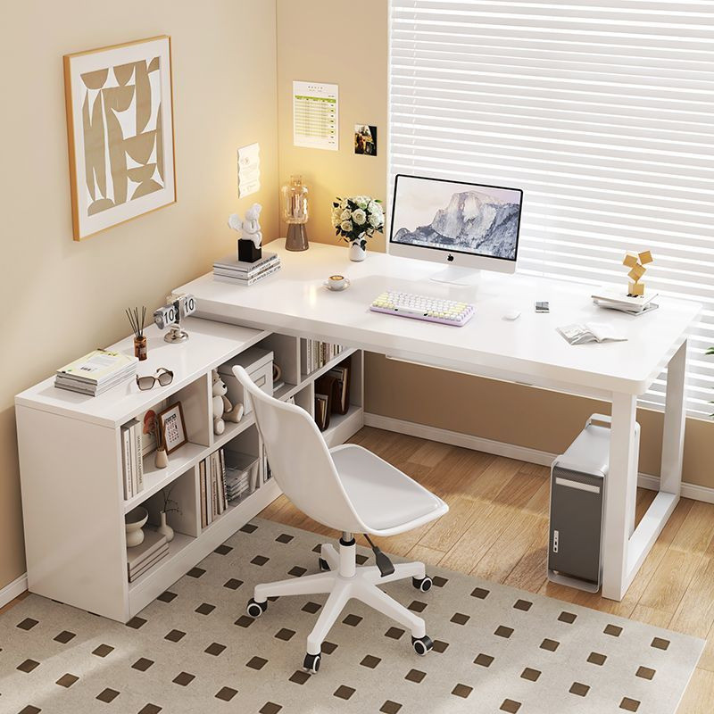 Corner desk bookshelf integrated desk office desk L-shaped desk student ...