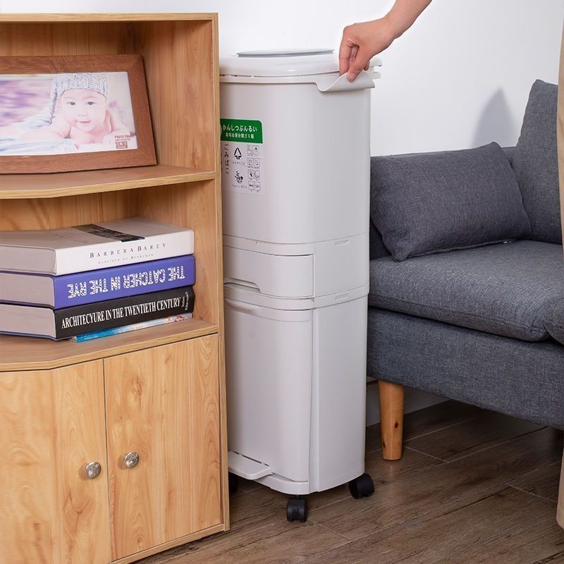 Japanese Style Trash Can Household Double-Layer Garbage Classification ...