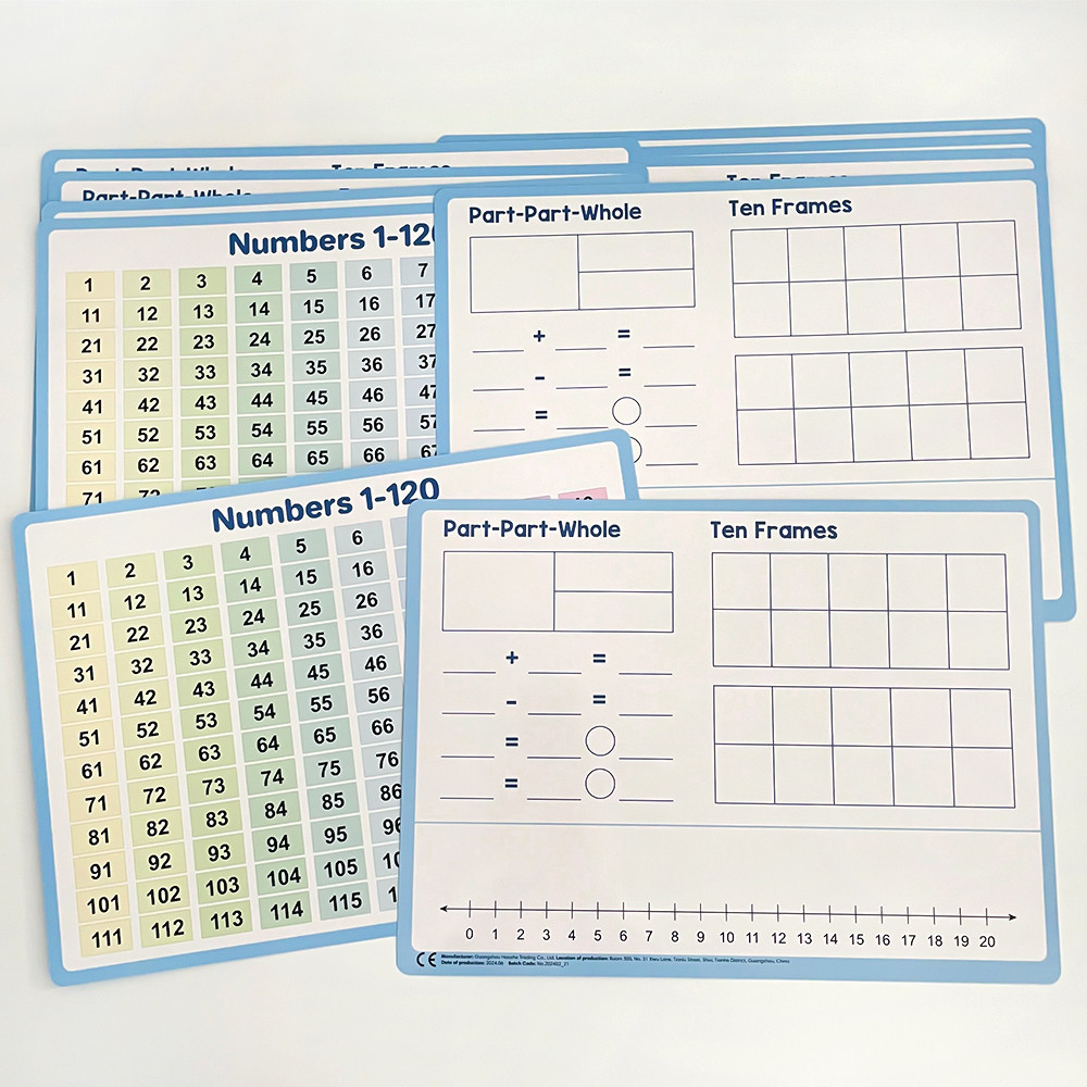 10Pcs Numbers 1-120 Maths Posters for Kids Children Double Side ...