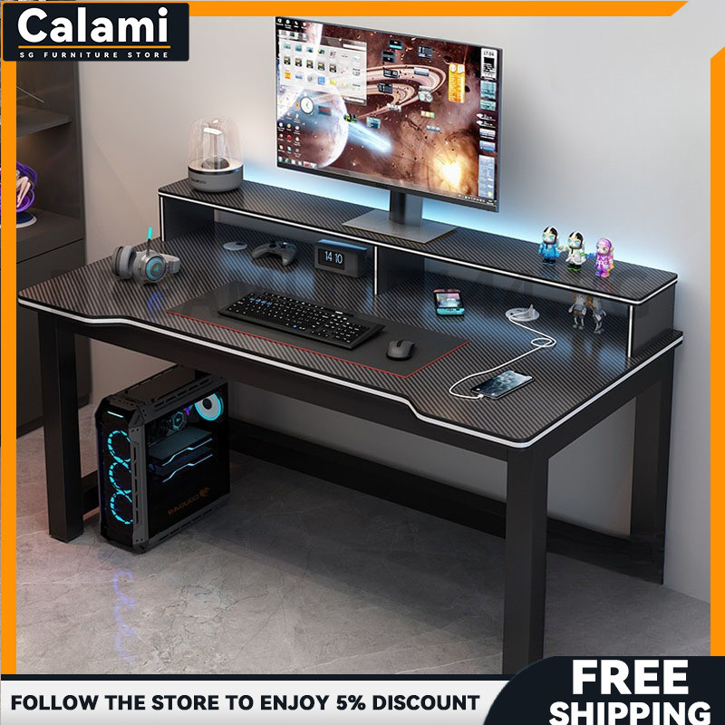 Carbon Fibre Computer Table Organizer Gaming Table Monitor Stand Study ...