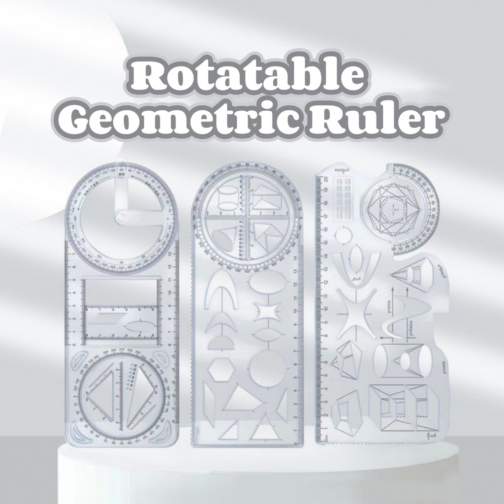 Multifunction Rotatable Geometric Ruler Mathematics Drawing Portable ...
