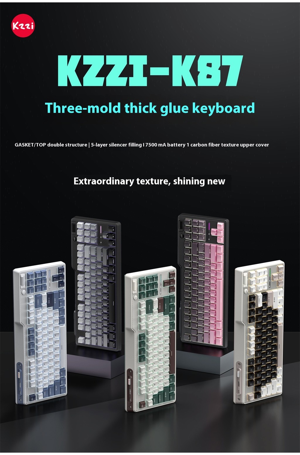 Kzzi K87 Max and K87 Customized 3mode Mechanical Keyboard Hot Swappable Compatible with PC Games ...