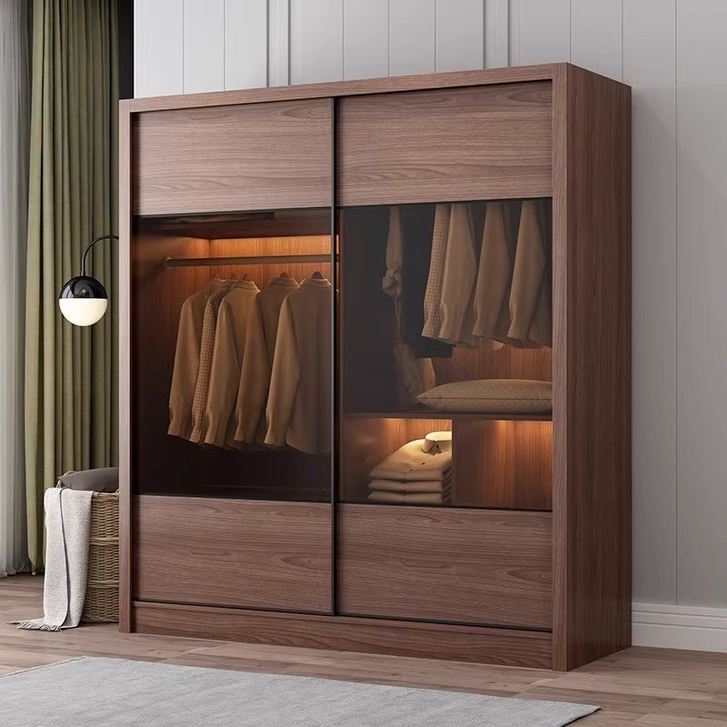 Nordic sliding door wardrobe, modern and simple sliding door storage ...