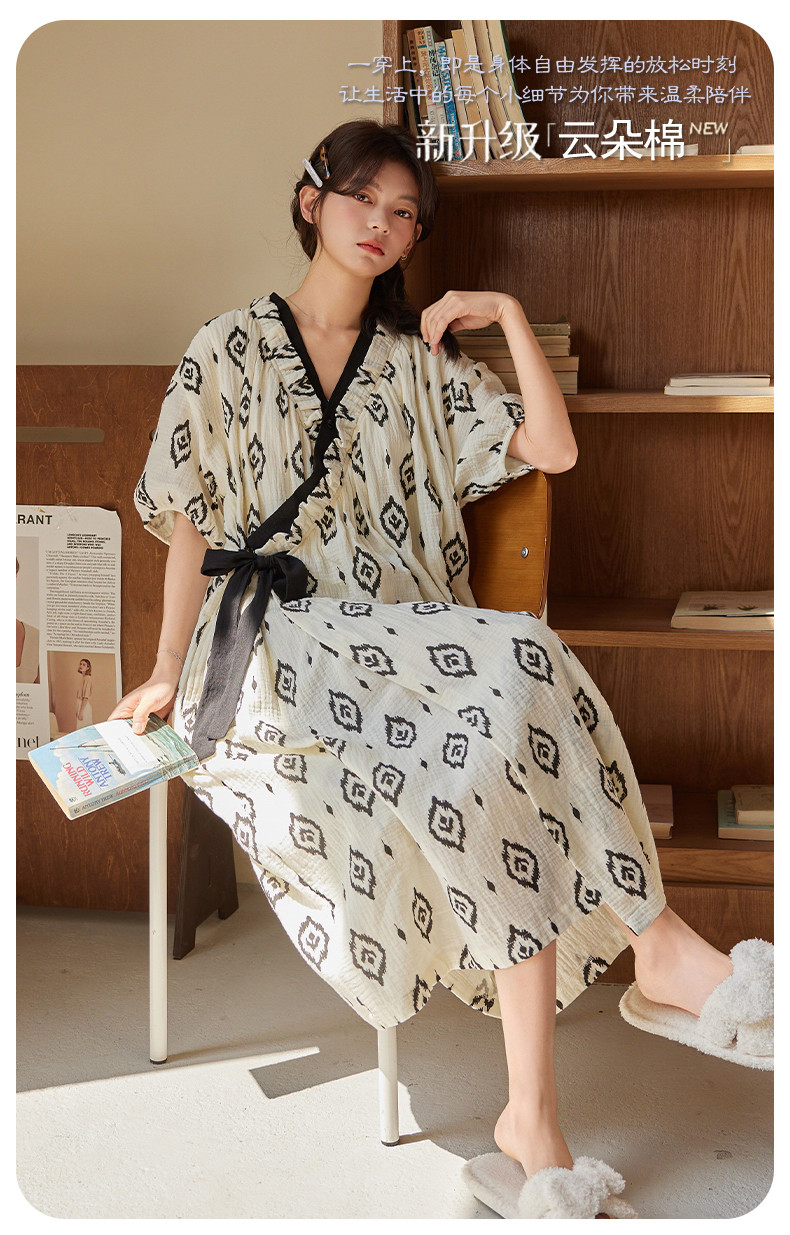 Japanese kimono Night dress Cotton Pajamas Women Padded Pyjamas dress ...