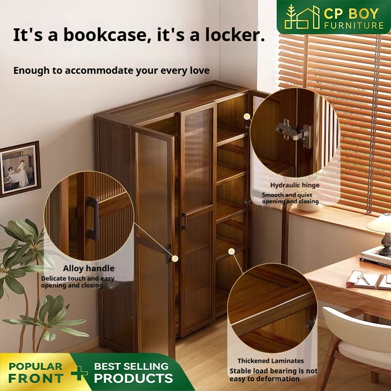Ssr Bamboo Book Shelf Integrated Bookshelf Cabinet Acrylic Bookcase ...