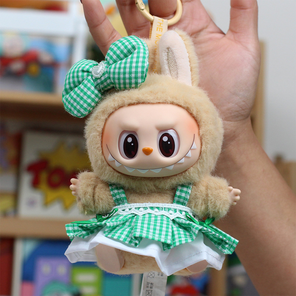 Labubu V1 Clothes Set Pink Plaid Princess Dress for Labubu Have A Seat ...