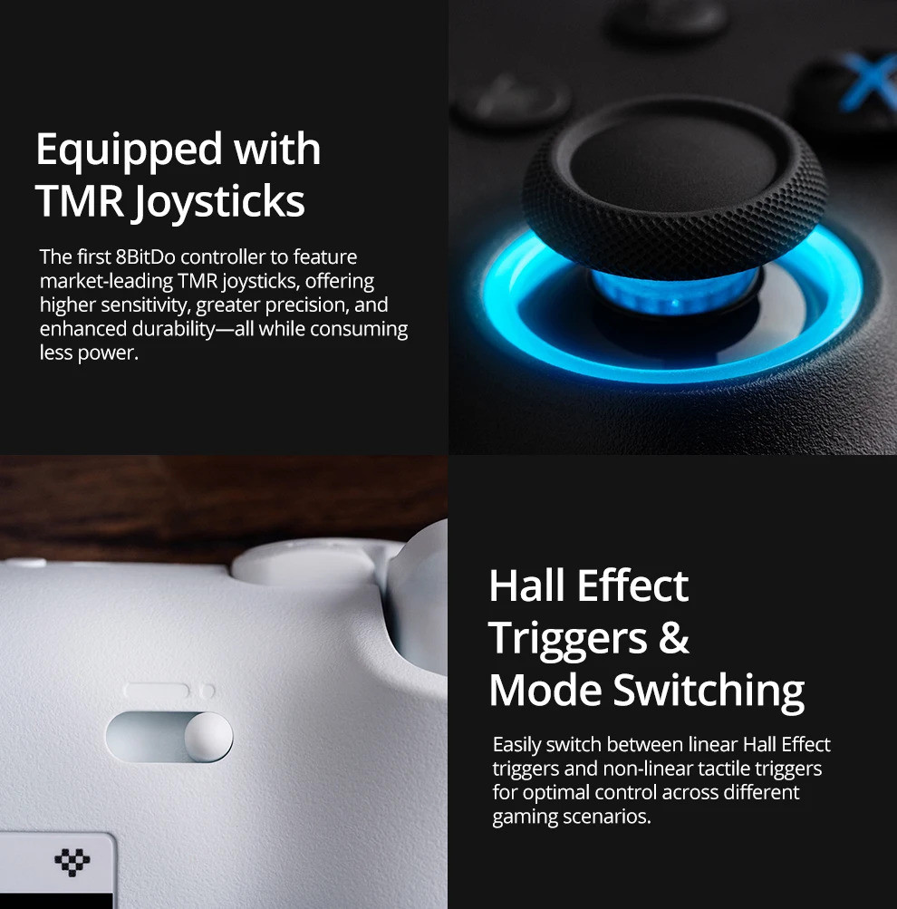 8BitDo Ultimate 2 Wireless Controller Gamepad With 8Speed Exclusive Technology TMR RGB Lighting ...