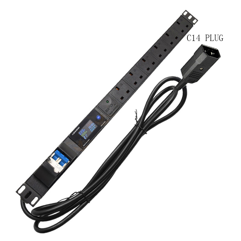British Standard 3pin Hole Power Distribution Device With Digital Display Meter Pdu Power Board