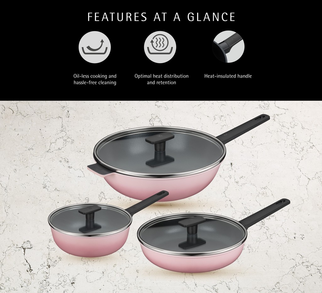 WMF Colorido Rose Pink Frying Pan 26cm / Wokpan 24cm / 30cm with Glass ...
