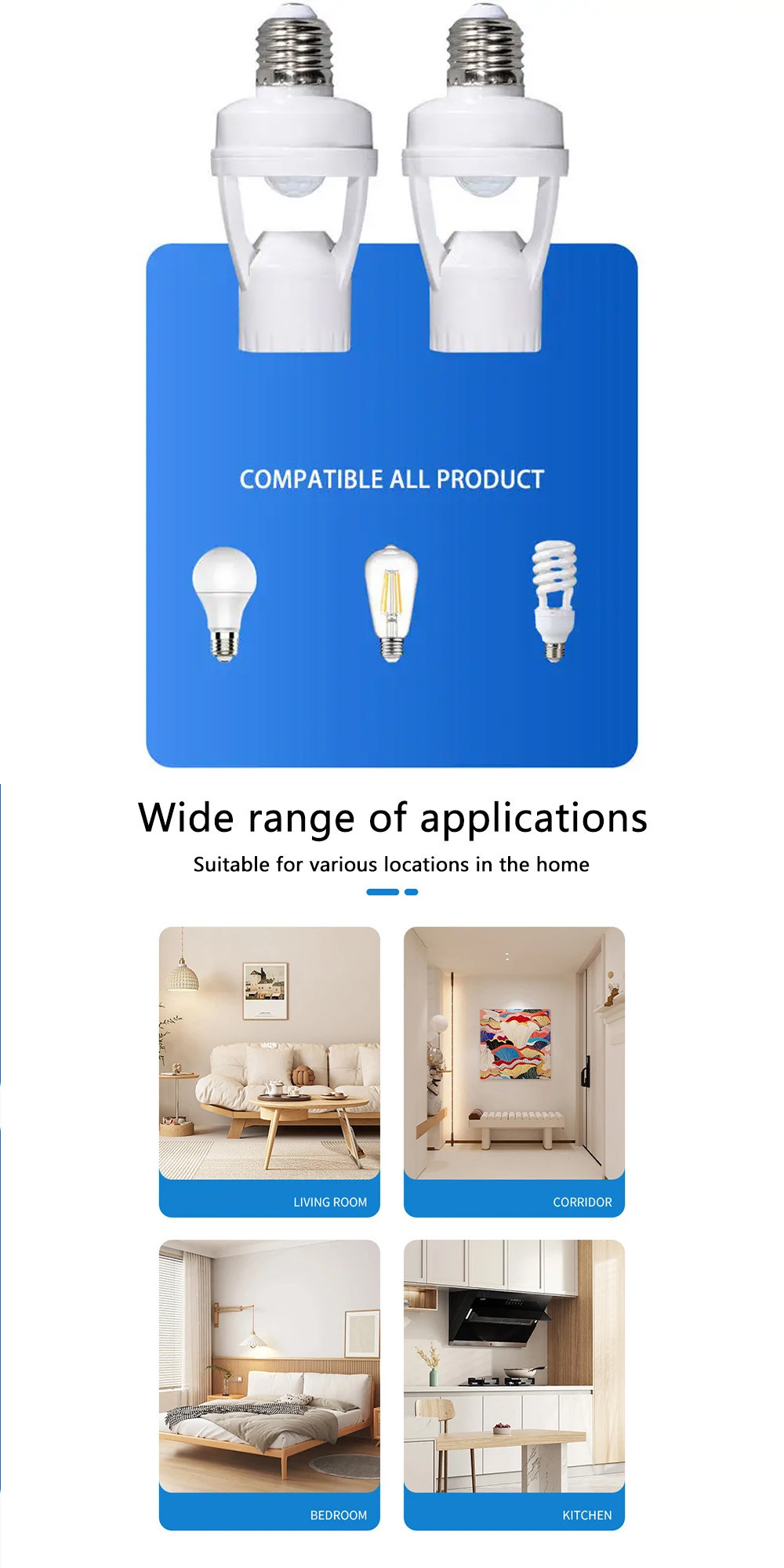 sensor light Smart Led Bulb Switch 360 Degrees PIR Motion Sensor E27 ...