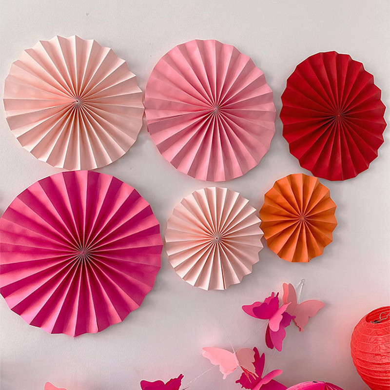Colorful Paper Fan Stickers Creative Wall Sticker Chinese Style Wedding ...