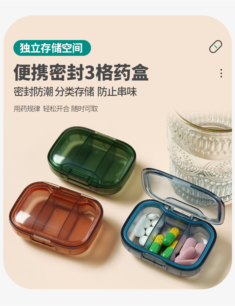 Portable mini pill box, on-the-go morning, midday and evening ...