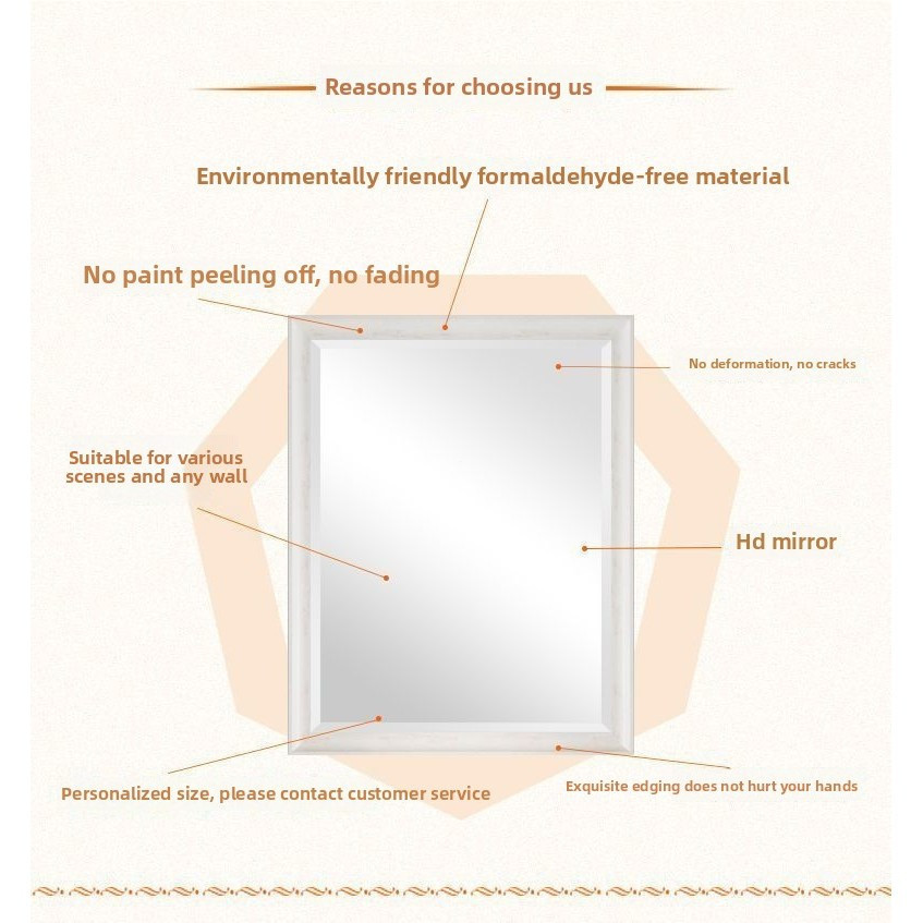Wall-Mounted Bathroom Mirror, Restroom Mirror, Wall-Sticking Bathroom ...