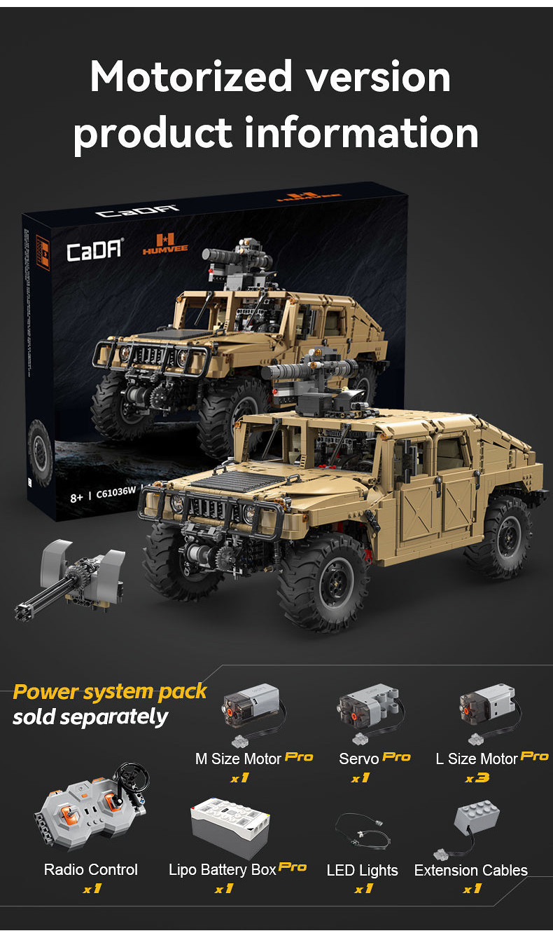 CaDA Bricks Master 1:8 Remote Control Hummer H1 Military Off-road ...