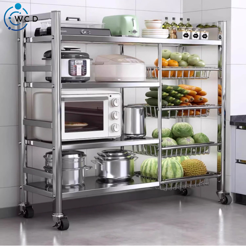 304 Stainless Steel Multi Functional Kitchen Trolley Oven Storage ...