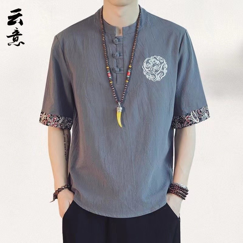 chinese new year clothes cheongsam men hanfu cny clothes Linen Short ...