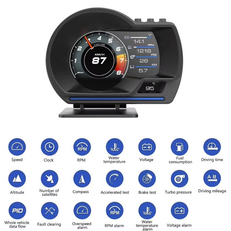 HUD A501 OBD2 Car Head Up Display Smart Car Water&Oil Temp Turbo RPM ...