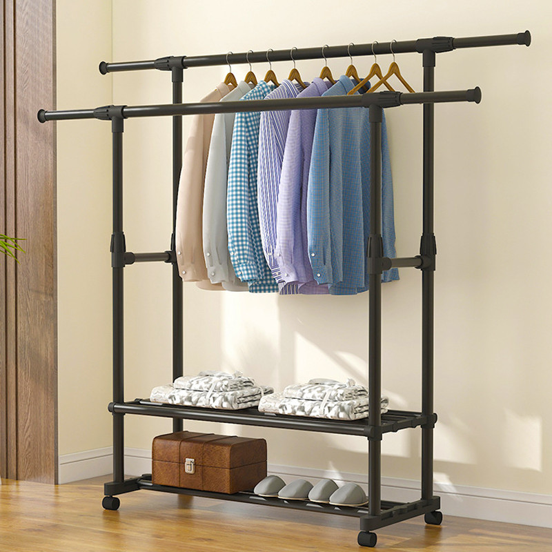 Max 150cm Extractable Double Pole Clothes Rack Cloth Garment Pants ...