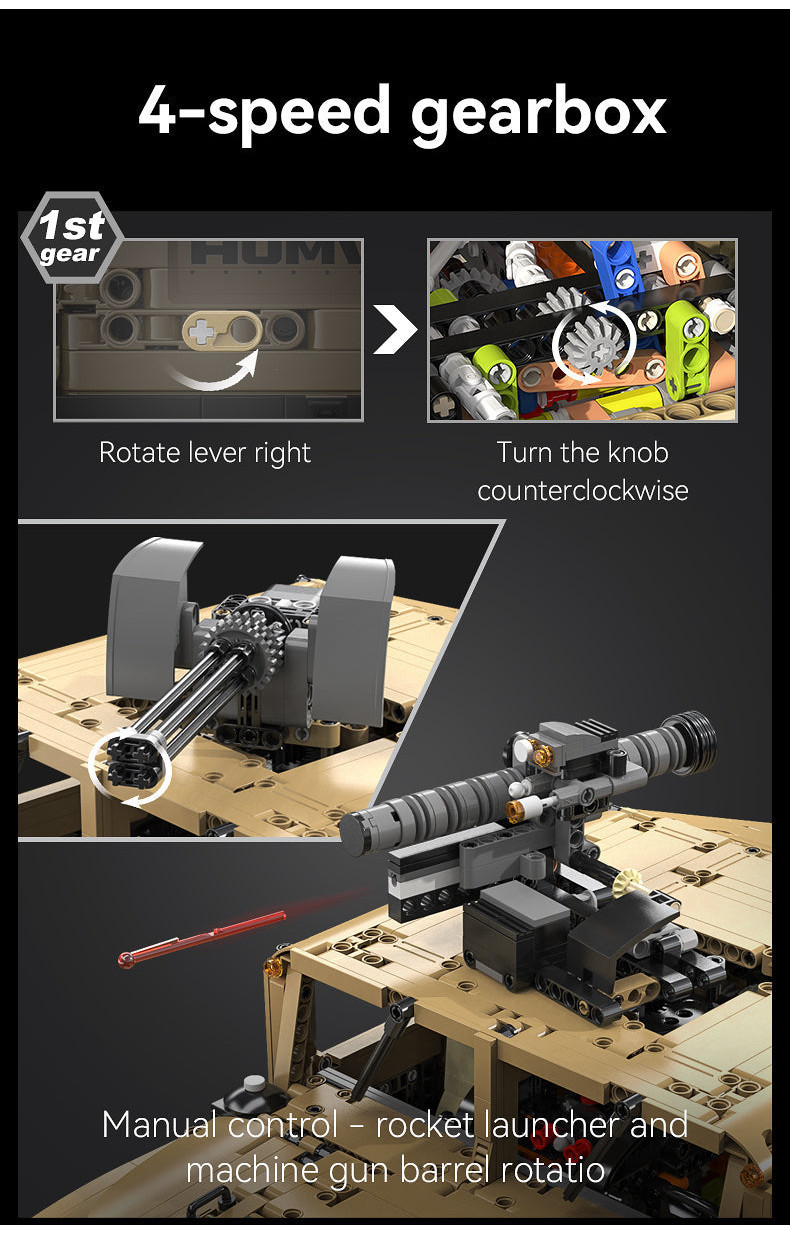CaDA Bricks Master 1:8 Remote Control Hummer H1 Military Off-road ...