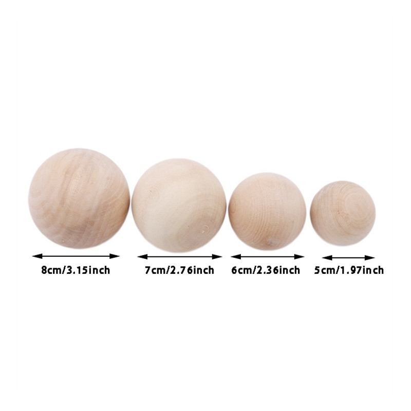 Solid Wooden Balls Round Handmade DIY Accessories Wood Colored Wooden ...