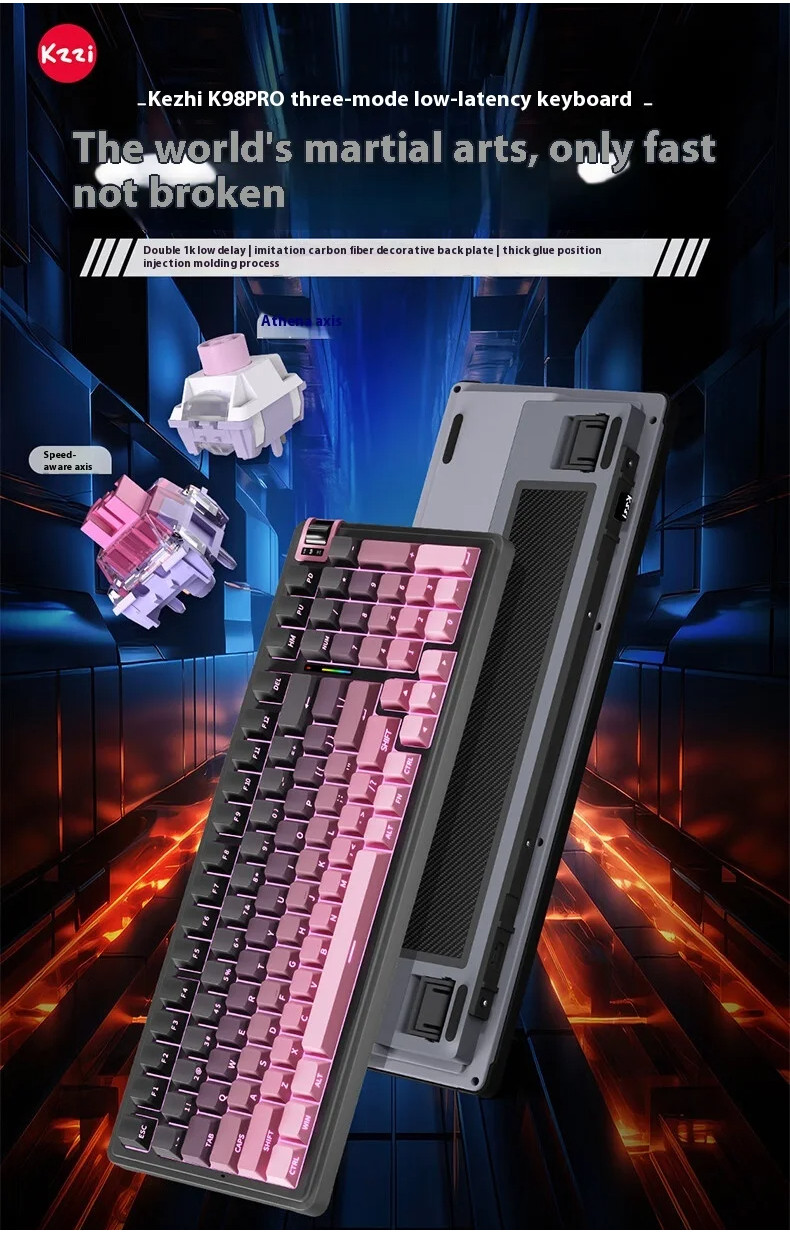 KZZI K98Pro Mechanical Keyboard Wireless Buletooth 3-mode Hot Swap RGB Gasket Low Delay Laptop ...