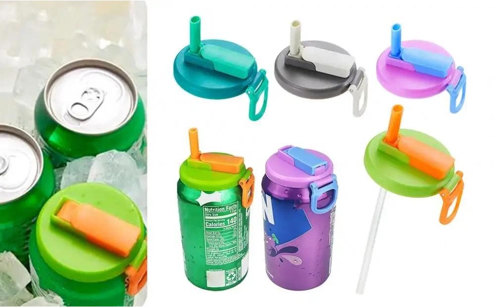 Travel Soda Lid Soda Lid Cover Reusable Silicone Soda Lids with Straws ...