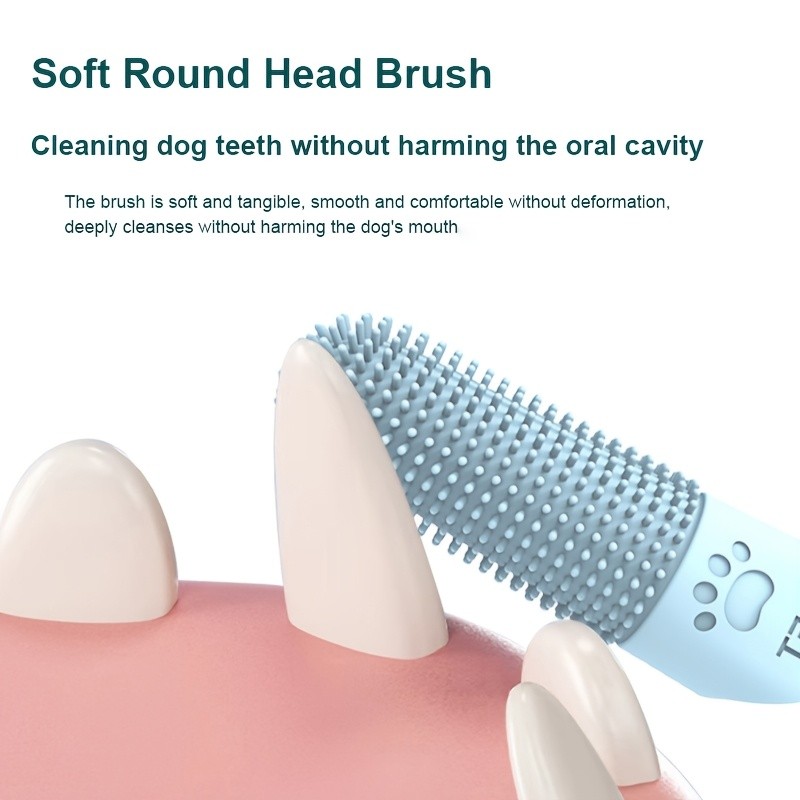 1pcs Silicone Pet Toothbrushes, Soft Bristle, 360° Full-Head Design for ...