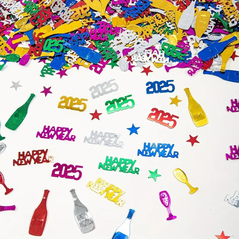 2025 New Years Confetti, Shinny Metallic 2025 Happy New Year Stars ...