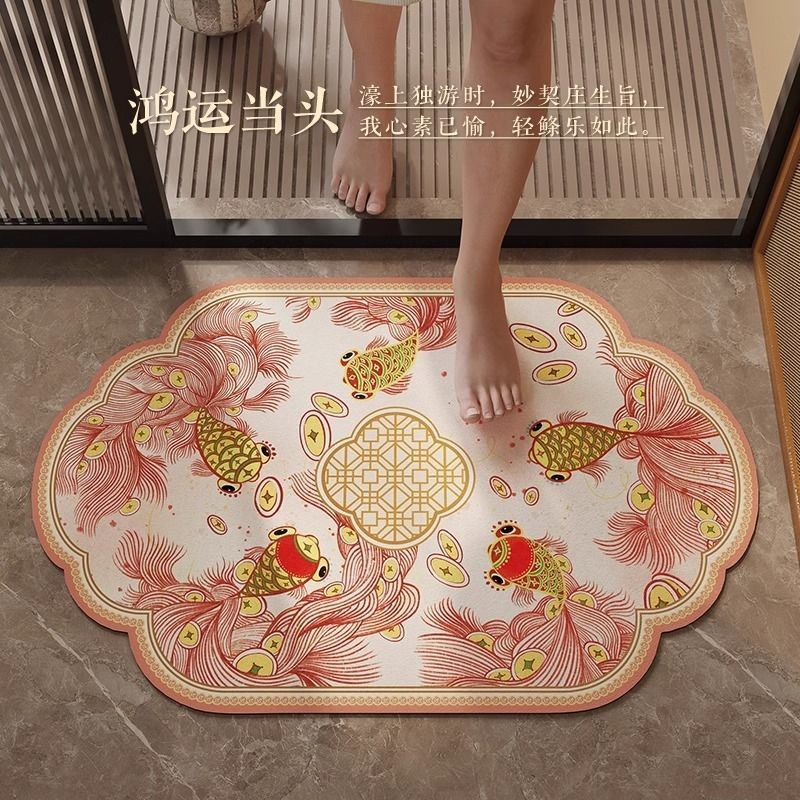 New Chinese Diatom Mud Absorbent Floor Mat Bathroom Floor Mat Anti-slip ...