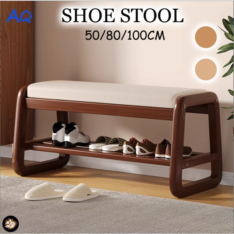 CAQ Shoe Rack Shoe Cabinet Solid Wood Shoeshine Stool Home Entry Shoe ...