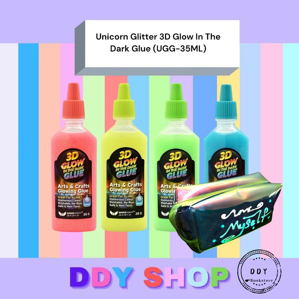 Unicorn Glitter 3D Glow In The Dark Glue / Arts and Crafts Glowing Glue ...