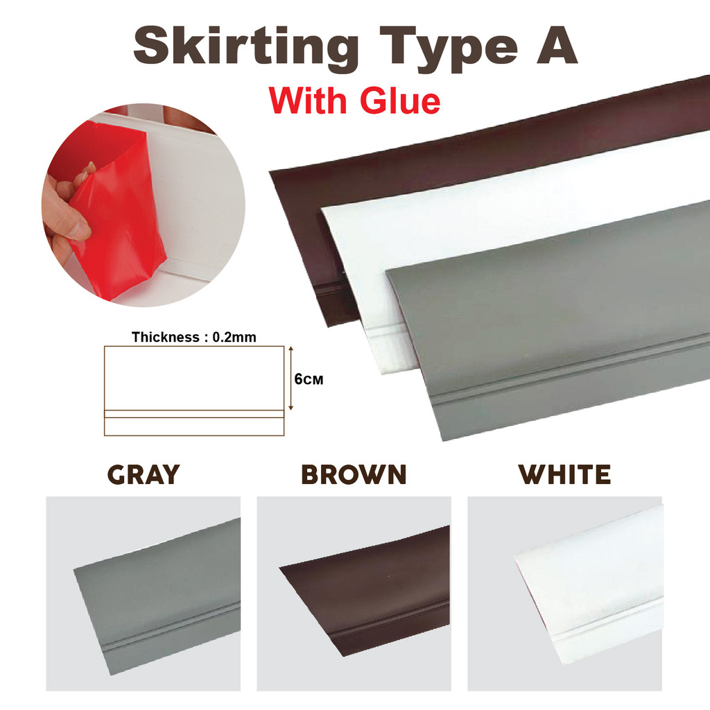 Self-Adhesive Vinyl PVC Edge Skirting Closing Strip Flooring Ending ...