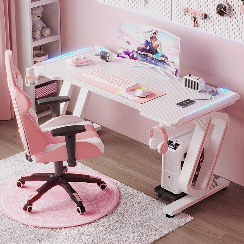 Esports Table Simple Desktop Computer Desk Pink Esports Table Set ...