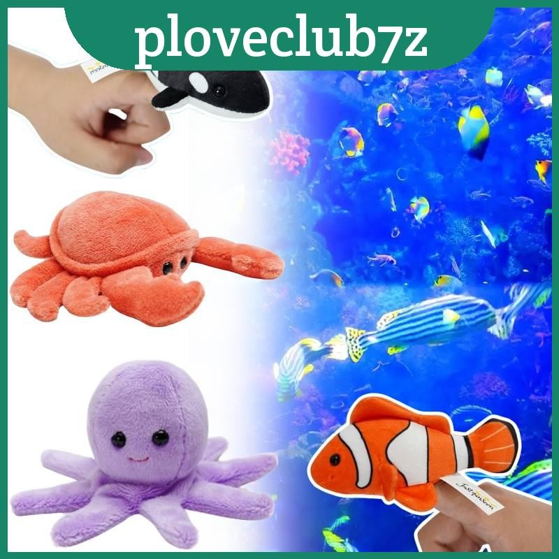 Sea Cozy Plush Creature Finger Puppets Featuring Octopus Crab Turtle ...