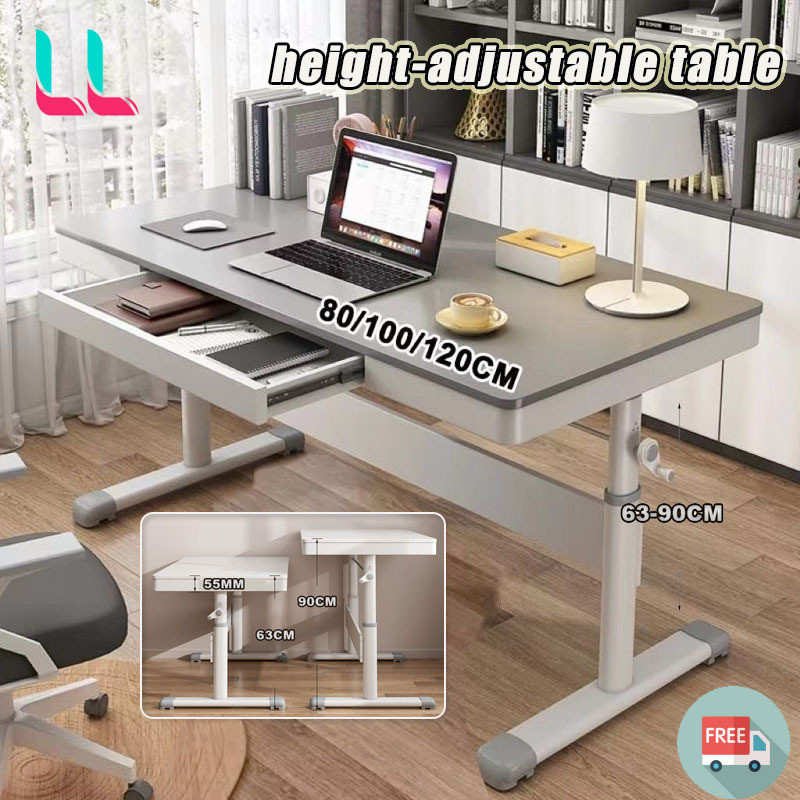 LL Adjustable Table 100cm Height With Drawer Handle Adjustable Desk ...