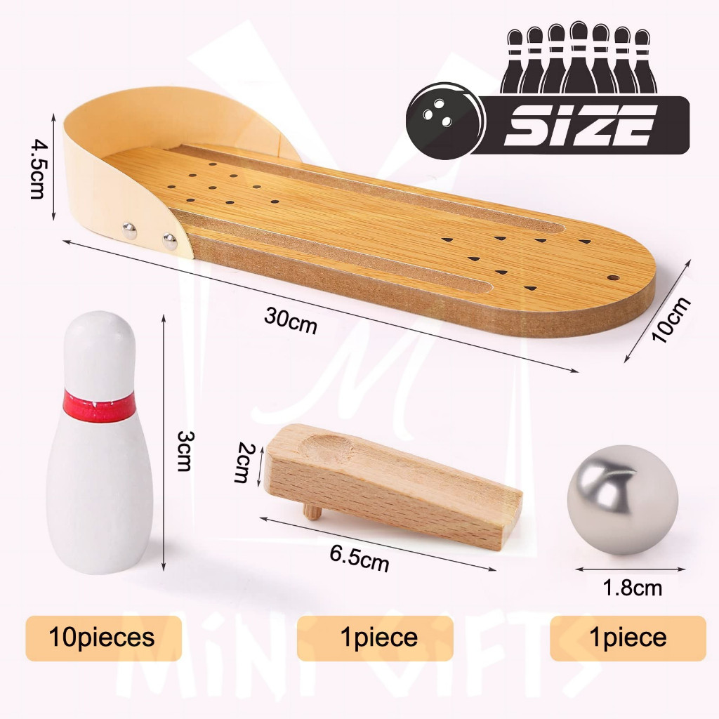 【Mini Gifts】Mini Bowling Set Wooden Tabletop Bowling Game Desk Toys ...