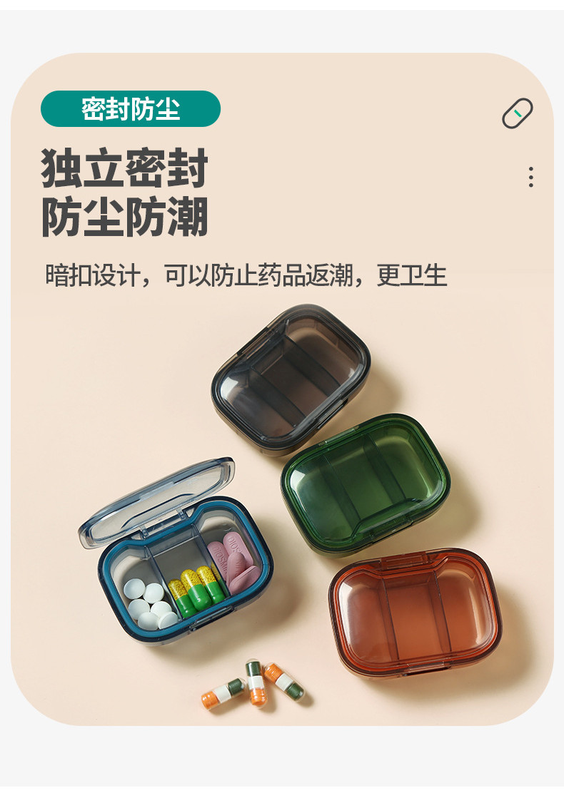 Portable mini pill box, on-the-go morning, midday and evening ...