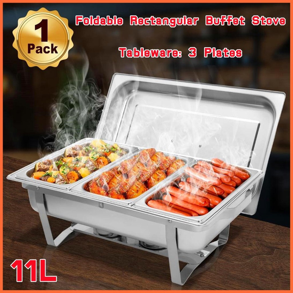 11L Chafing Dish Buffet Set, Stainless Steel Catering Serve Chafer ...