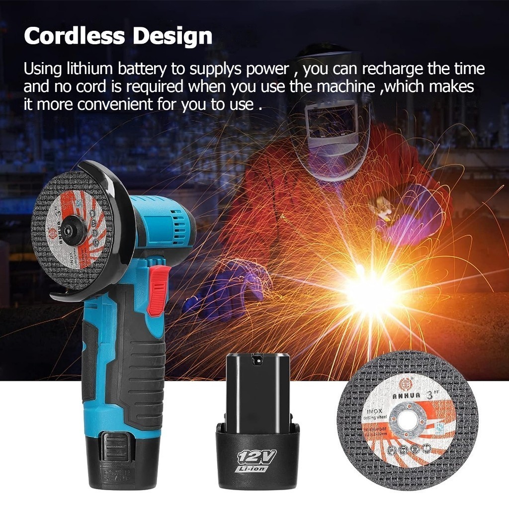 12V Cordless Electric Angle Grinder Mini Angle Grinder Rechargeable ...