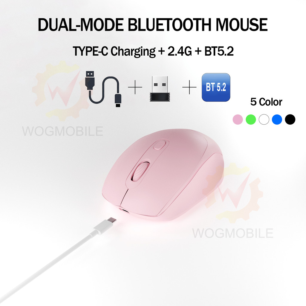 BLUETOOTH 5.2 + 2.4GHZ RECHARGEABLE WIRELESS MOUSE WITH SILENT OPTICAL ...