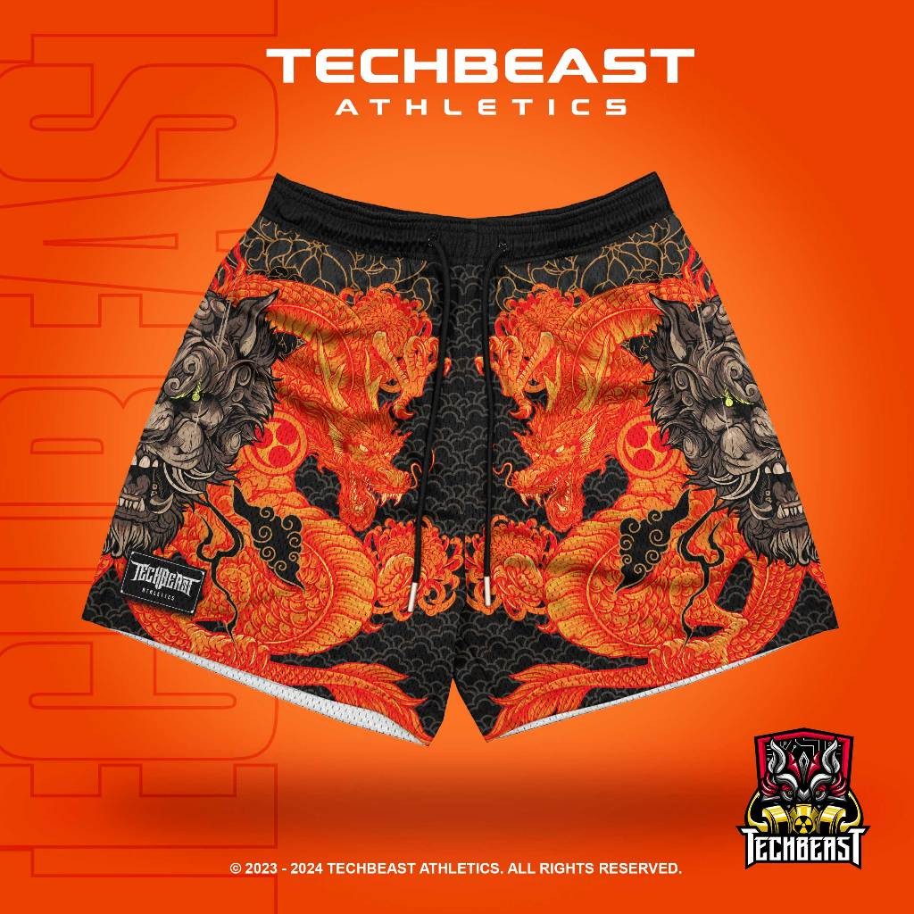 Techbeast Komainu Mesh Shorts Full Sublimation Above The Knee | Shopee Singapore