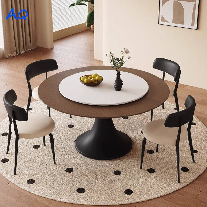 NAQ Dining Table Middle Ancient Style Solid Wood Household Unit Round ...