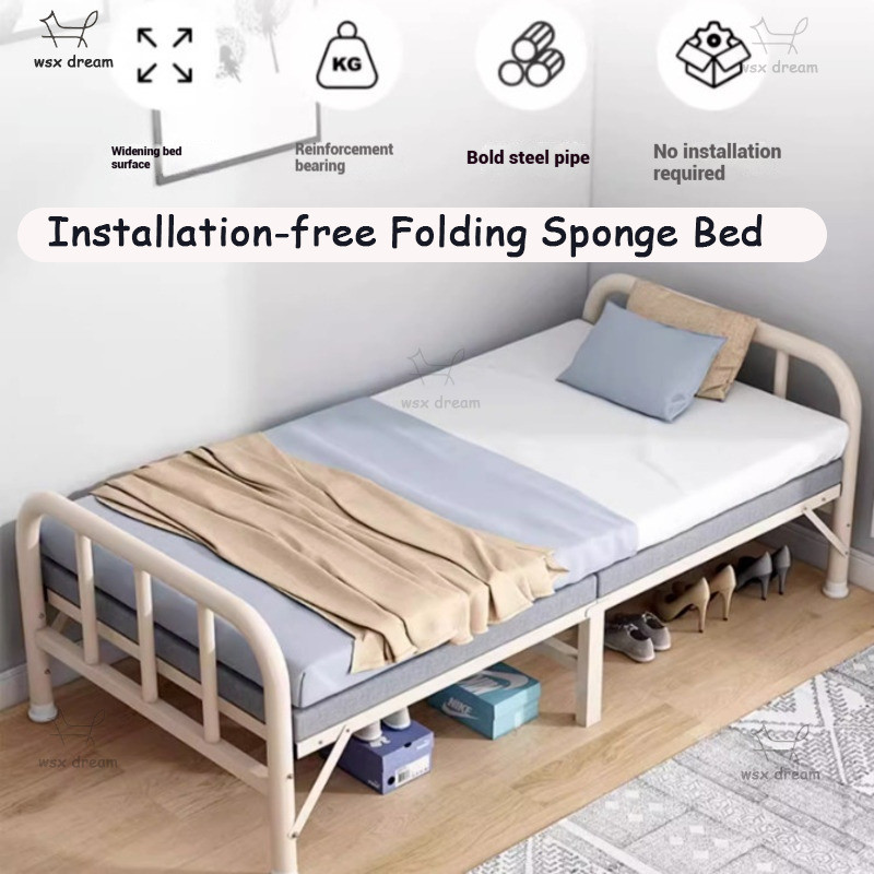WSX Foldable Bed Single Double Bed/bed Frame with Topper/ready to Use ...